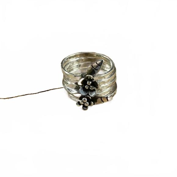 BOHO SOL | Jewelry | New Boho Sol Womens Stacked Band Ring With Flower ...